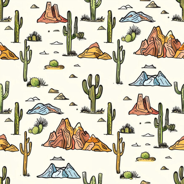 Download Seamless Cactus and Desert Landscape Pattern Patterns Online ...