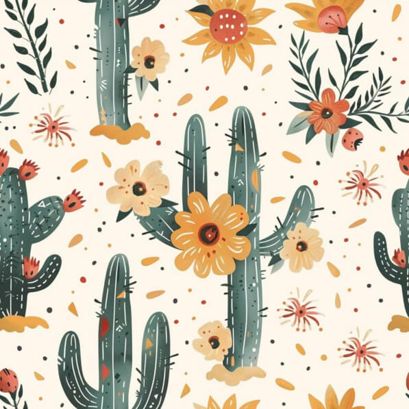 Download Seamless Cactus Plant and Flower Pattern Patterns Online ...