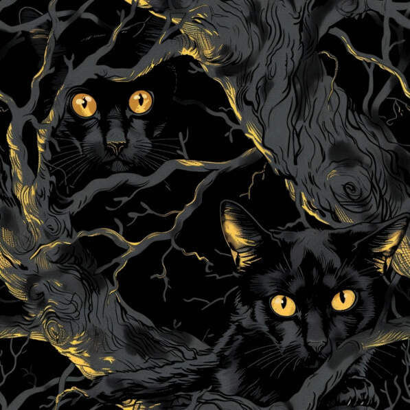 Download Two Black Cats Communicating in Tree Patterns Online ...