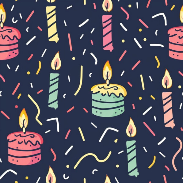 Download Colorful Birthday Candles and Confetti Seamless Pattern ...