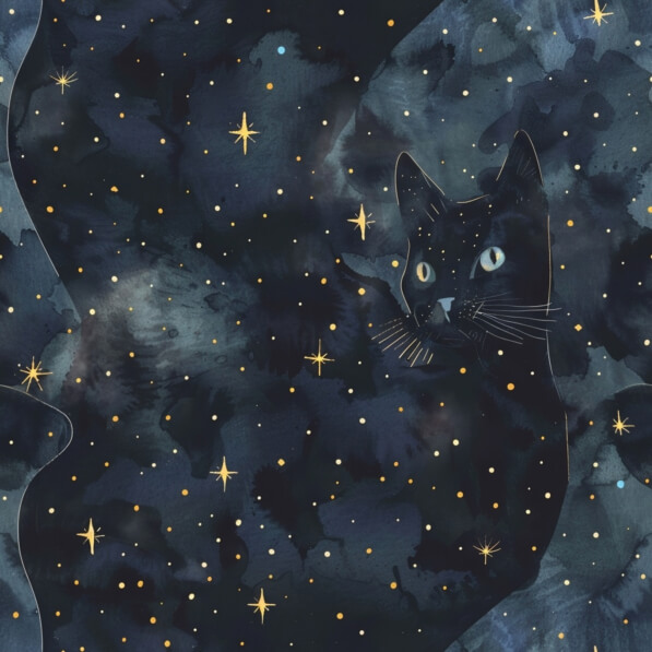 Download Black Cat Observing Stars in the Night Sky Patterns Online ...