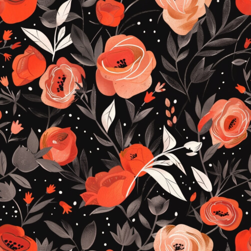 floral pattern black background