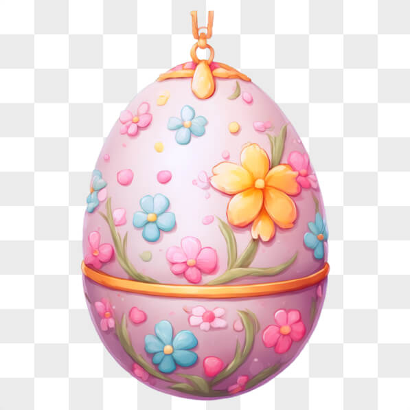 Download Kawaii Easter Egg With Colorful Flowers And Pendant Online Creative Fabrica