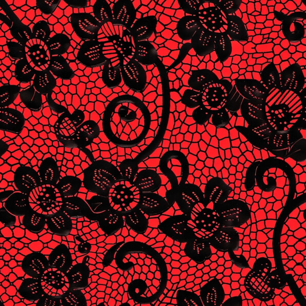 Descarga Patrón Floral de Encaje Negro y Rojo sobre Fondo Naranja ...