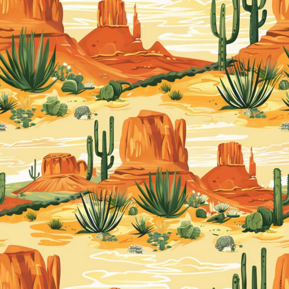 Download Desert Landscapes with Cactus Plants and Animals Patterns ...