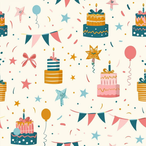 Download Colorful Birthday Cakes and Balloons Seamless Pattern Patterns ...