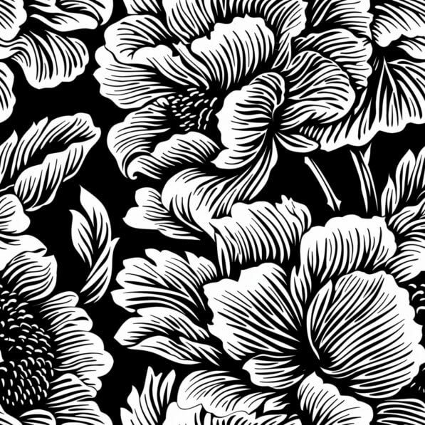 Download Seamless Black and White Peony Floral Pattern Patterns Online ...