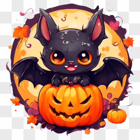 Download Kawaii Halloween: Bat and Pumpkin Kawaii Online - Creative Fabrica