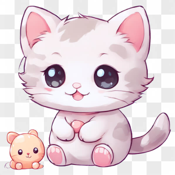 Download Kawaii White Cat and Orange Mouse Kawaii Online - Creative Fabrica