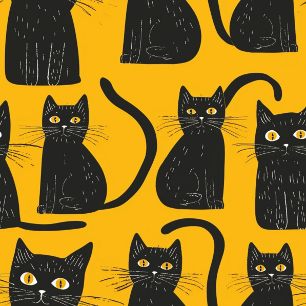 Download Seamless Black Cat Pattern Patterns Online - Creative Fabrica