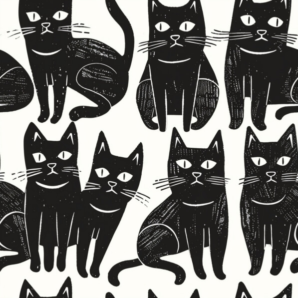 Download Seamless Pattern of Black Cats Patterns Online - Creative Fabrica