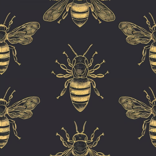 Download Seamless Gold Bee Pattern Patterns Online - Creative Fabrica