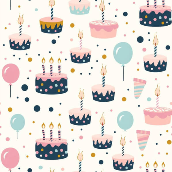 Download Seamless Pattern of Birthday Cakes, Balloons, and Candles ...