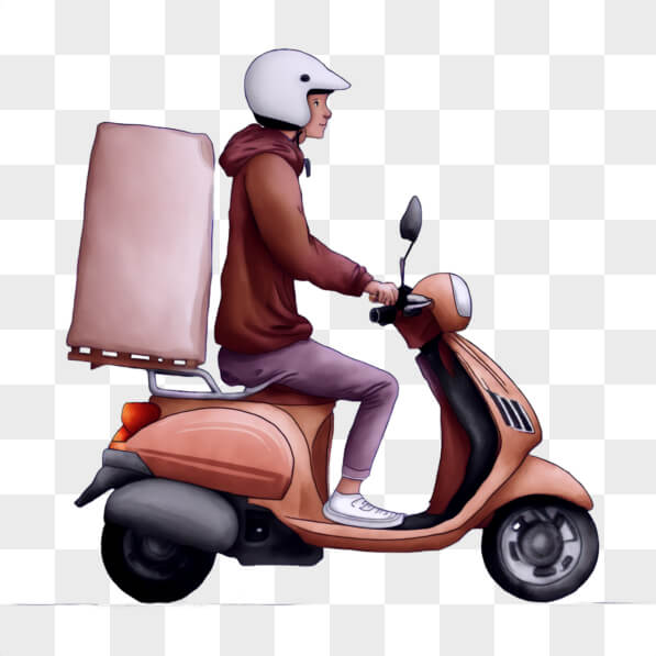Download Man Riding Orange Moped with Delivery Boxes PNGs Online ...