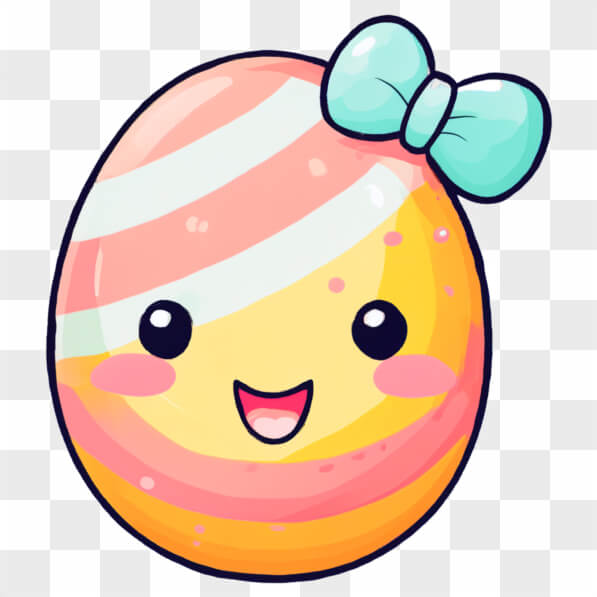 Download Kawaii Easter Egg With Blue Bow For Decoration Online Creative Fabrica
