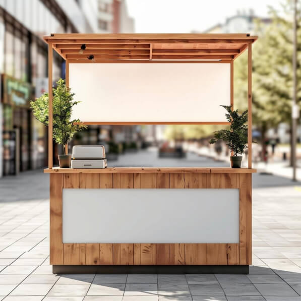 Télécharger Stand en bois avec des plantes en pot dans une rue urbaine ...