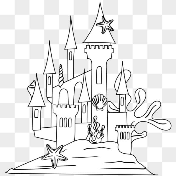 Download Underwater Castle Coloring Page PNGs Online - Creative Fabrica