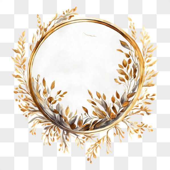 Descarga Marco Circular con Hojas de Oro y Ramas PNGs En Línea ...