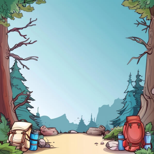 Download Cartoon Landscape with Backpacks and Camping Gear Backgrounds ...