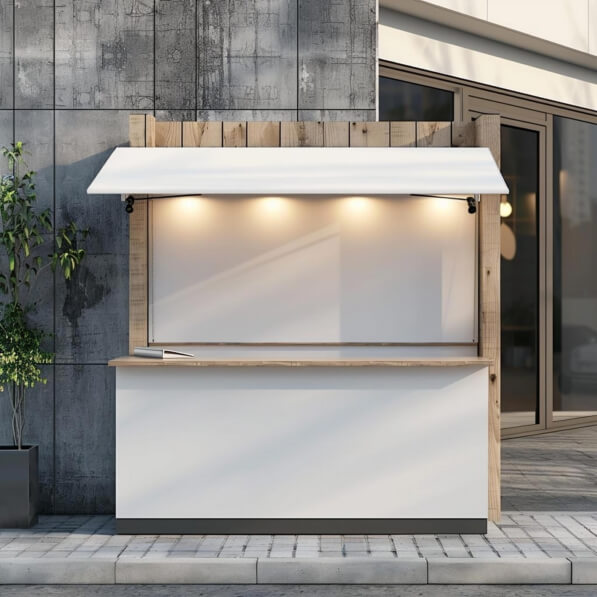 Download White Food Stand on Sidewalk Mockups Online - Creative Fabrica