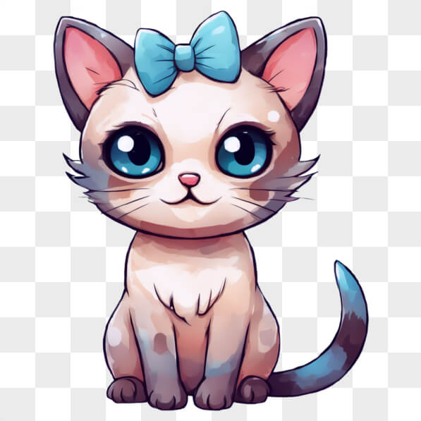 Télécharger Chaton Cartoon Kawaii avec Nœud Bleu Kawaii En Ligne ...