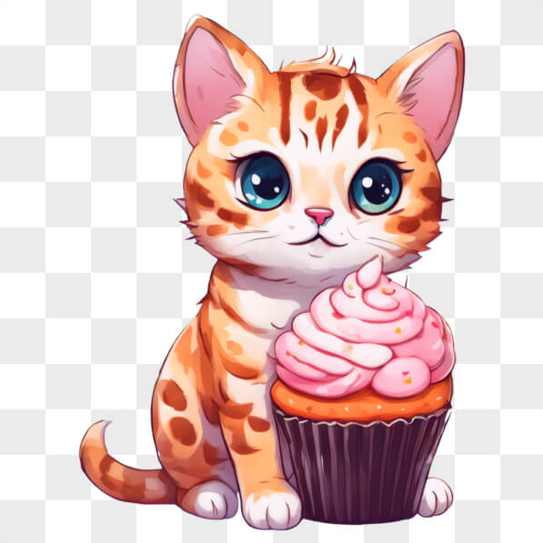 Télécharger Chaton Cartoon Kawaii avec Cupcake Orange Kawaii En Ligne ...