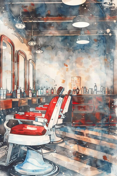 Download Barber Shop Interior with Red and White Chairs Backgrounds ...