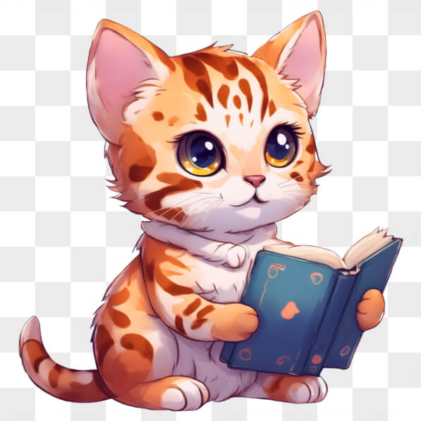 Download Kawaii Cat Reading a Book Kawaii Online - Creative Fabrica