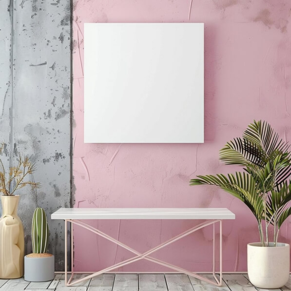 Download Pink Wall with Abstract Painting Mockups Online - Creative Fabrica