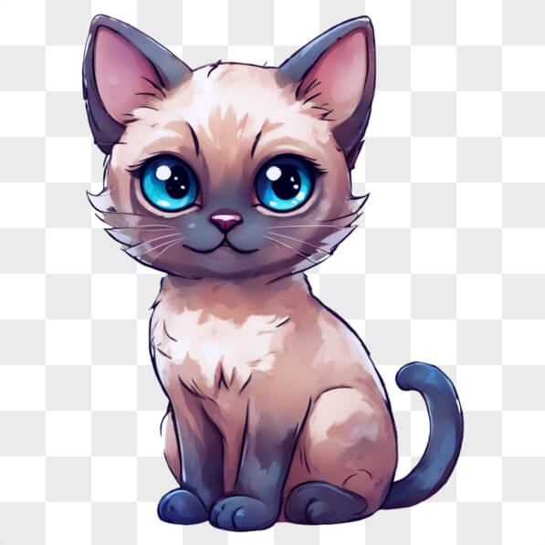 Baixe Gato de Desenho Animado Kawaii com Olhos Azuis Kawaii - Creative ...