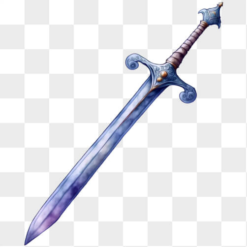 Download Fantasy Double-Bladed Sword in Blue and White on Black ...