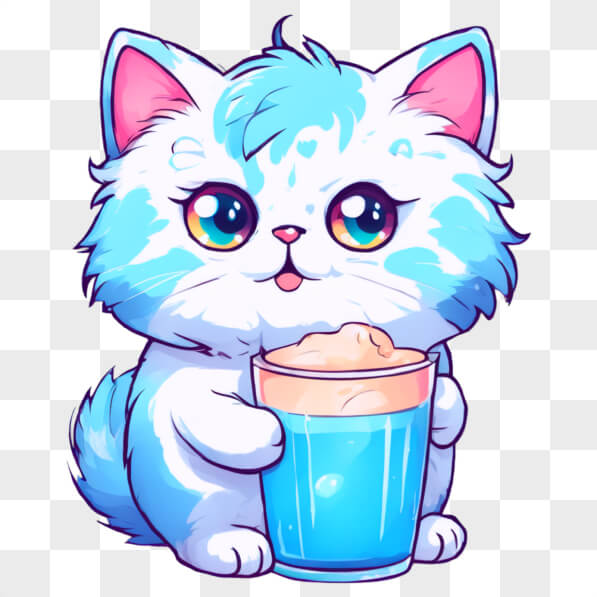 Download Kawaii Cat Enjoying Iced Tea Kawaii Online - Creative Fabrica
