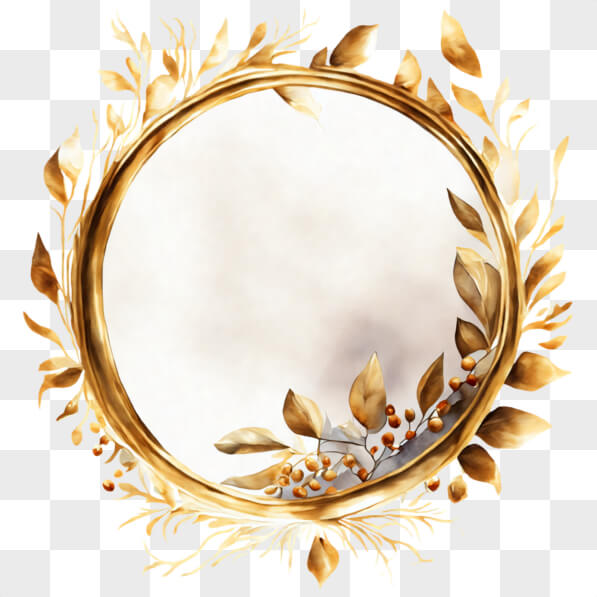 Download Circular Gold Frame with Leaves and Flowers PNGs Online ...