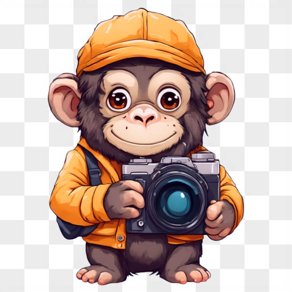 Baixe Macaco de Desenho Animado Kawaii com Câmera Kawaii - Creative Fabrica