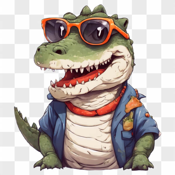 Download Kawaii Alligator Dressed Up with Sunglasses and Blue Shirt ...
