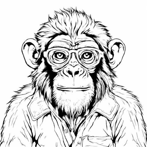 Download Anthropomorphic Chimpanzee Drawing Coloring pages Online ...