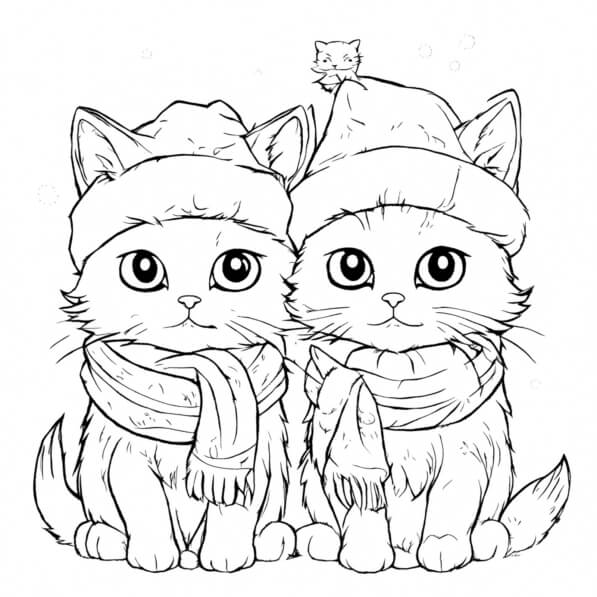 Download Winter Cats Coloring Page Coloring pages Online - Creative Fabrica