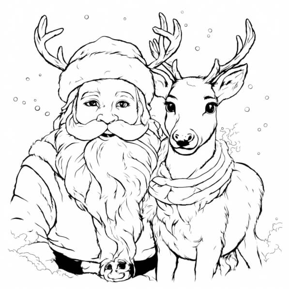 Download Santa Claus and Reindeer Coloring Page Coloring pages Online ...