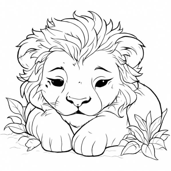 Télécharger Page à colorier de mignon bébé lion Pages de coloriage En ...