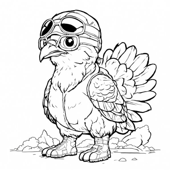 Download Cartoon Bird Pilot Coloring pages Online - Creative Fabrica