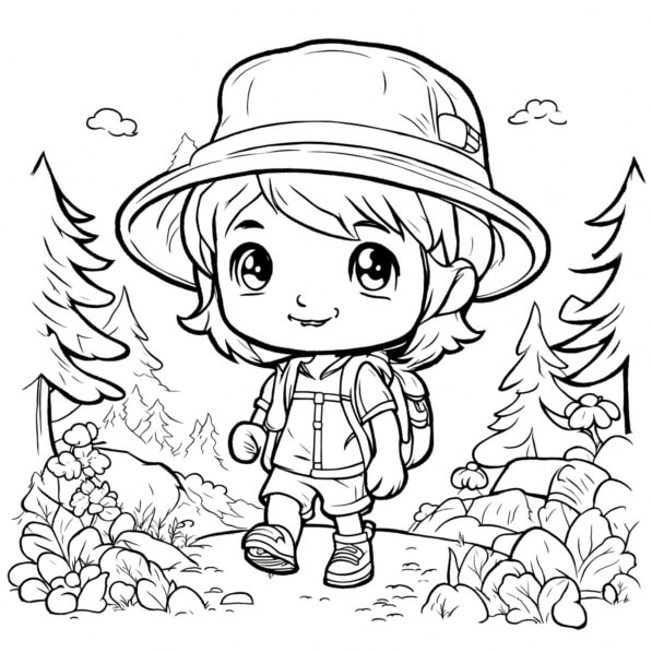 Télécharger Garçon se promenant dans la forêt Page à colorier Pages de ...