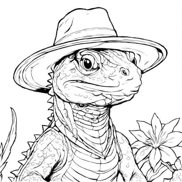 Download Iguana Coloring Page with Cowboy Hat Coloring pages Online ...
