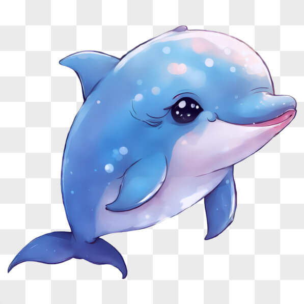 Baixe Golfinho Azul Fofo Descansando na Água Kawaii - Creative Fabrica