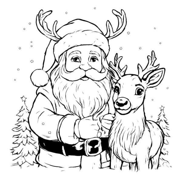 Download Santa Claus and Reindeer Coloring Page Coloring pages Online ...