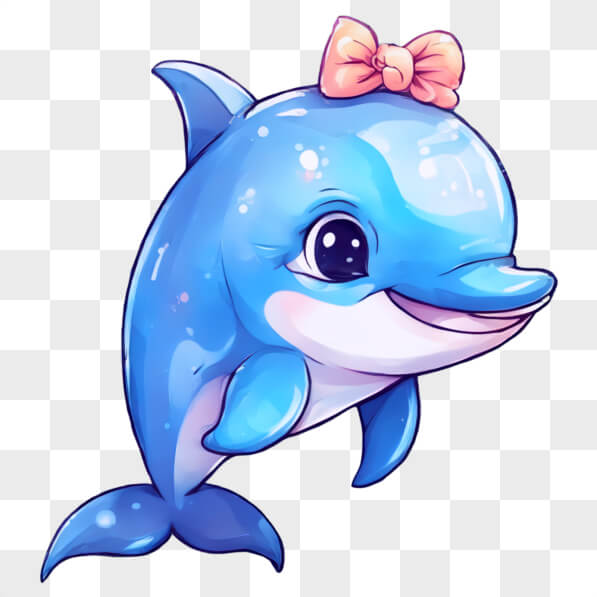 Descarga Delfín Azul Kawaii con Lazo Rosa en Blanco y Negro Kawaii En ...