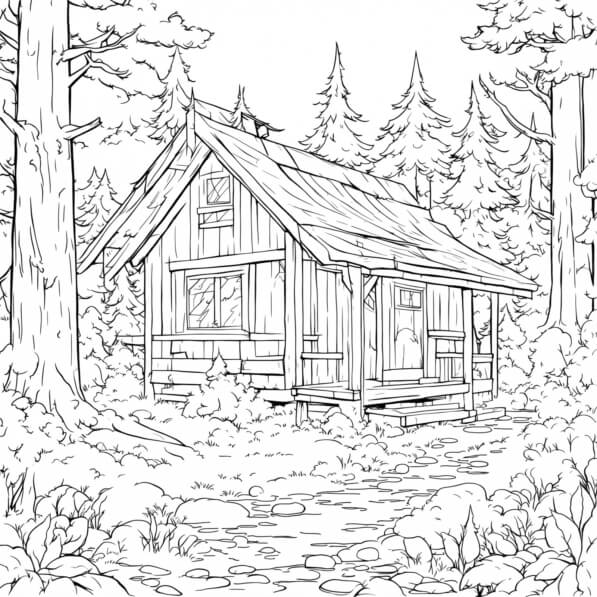 Download Small Cabin in the Woods Coloring Page Coloring pages Online ...