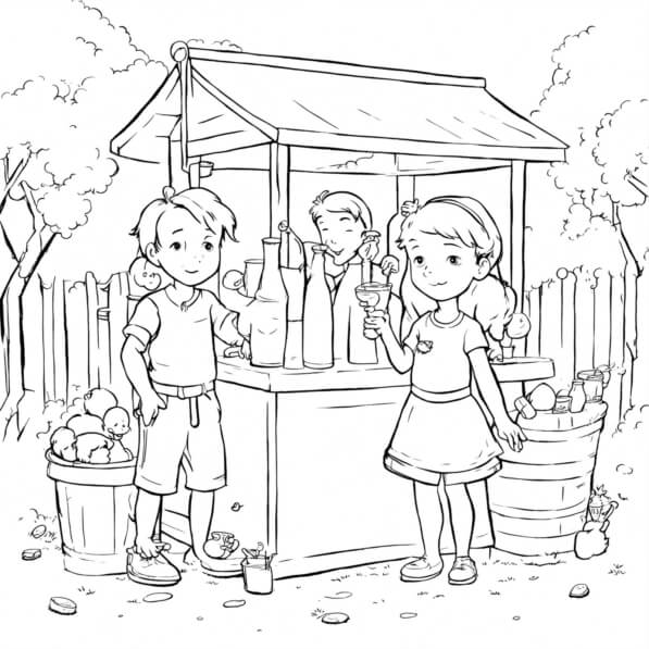 Download Children at Fruit Stand Coloring Page Coloring pages Online ...