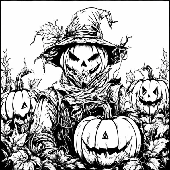 Download Witch Coloring Page with Pumpkins Coloring pages Online ...