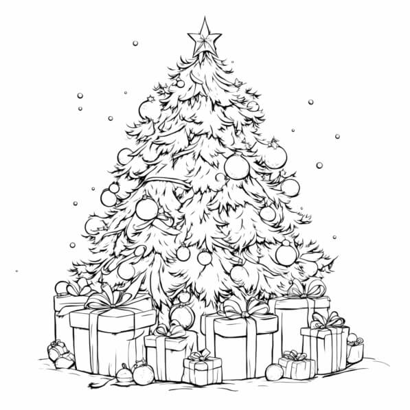 Download Festive Christmas Tree Coloring Page Coloring pages Online ...