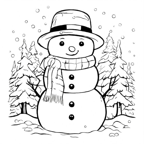 Download Snowman Coloring Page in Winter Forest Coloring pages Online ...